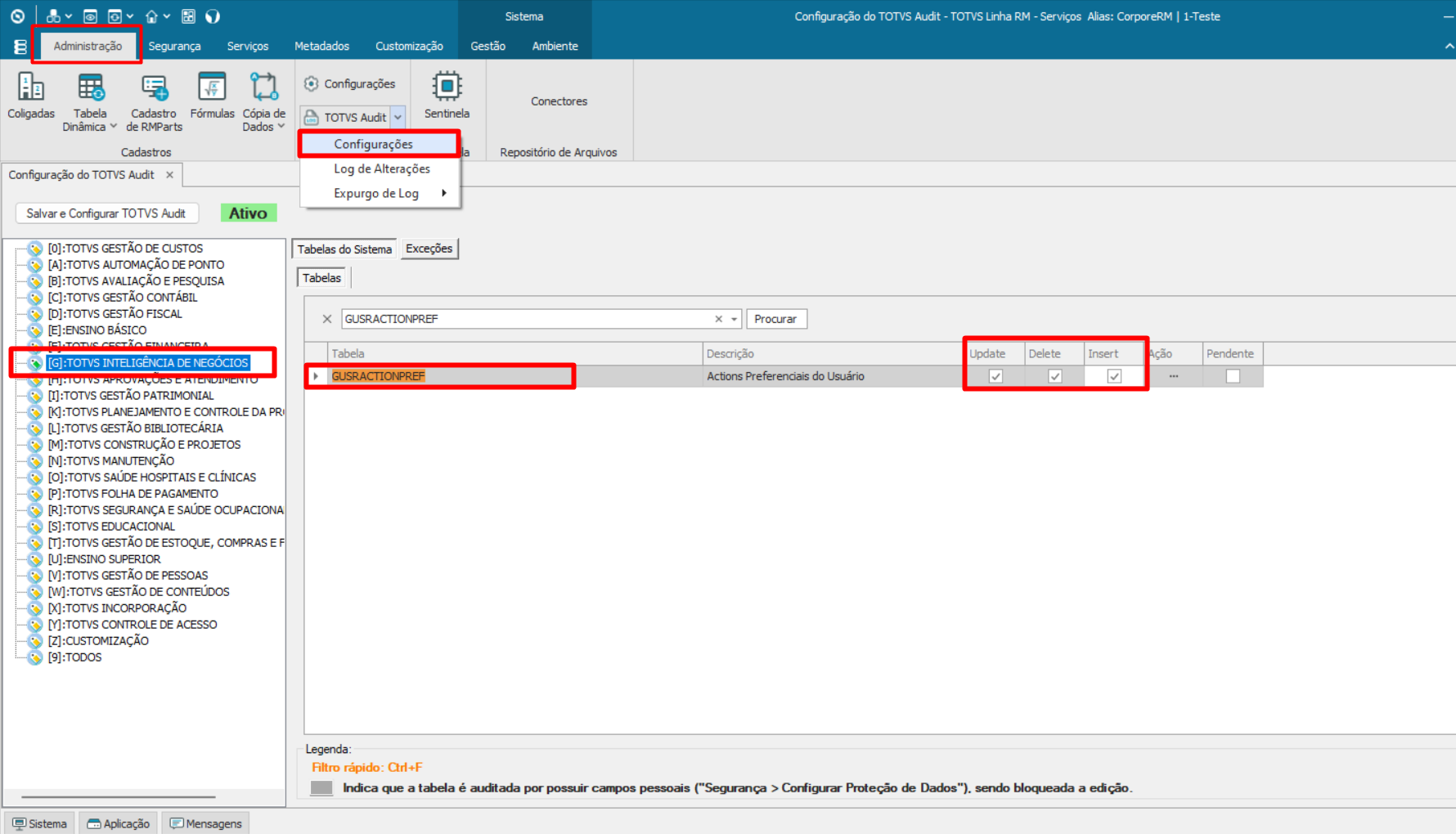 Framework - Linha RM - Frame - Log de acesso as telas ou menus do RM e ...