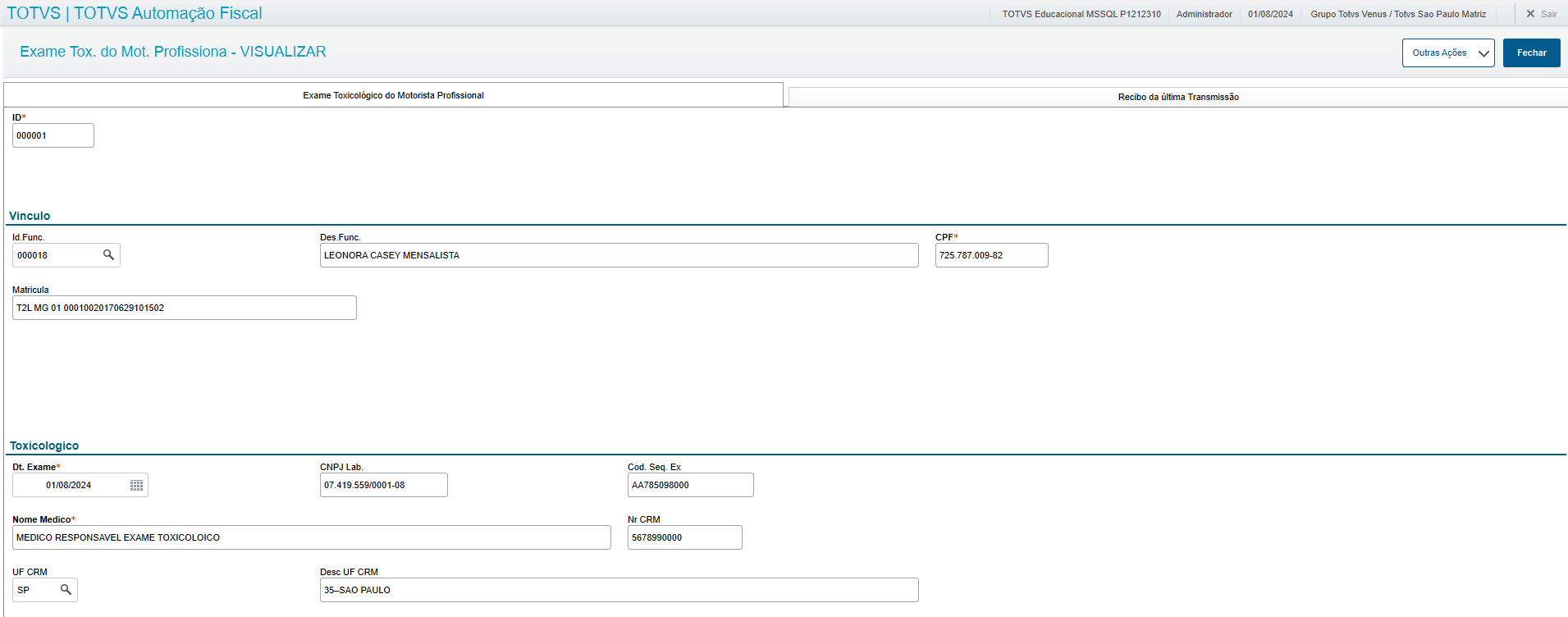 RH - Linha Protheus - MDT - eSocial - S-2221 - Como gerar o evento S-2221 Exame Toxicológico ...