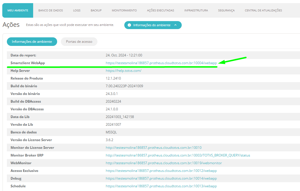 CLOUD - MP - Como obter a URL do smartclient webapp no Protheus Tcloud – Central de Atendimento ...