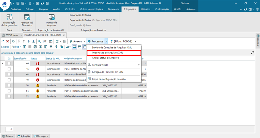 Cross Segmentos - TOTVS Backoffice (Linha RM) - Doc. Eletrônicos - Como enviar e consultar nota ...