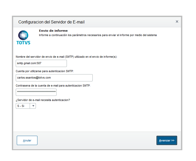 Framework - Framework (Línea Protheus) - MI - Configurador (SIGACFG) - Configurar SMTP para el ...