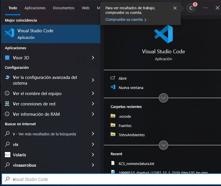 Cross Segmentos - TOTVS BackOffice (Línea Protheus) - MI - VsCode - Como seleccionar la opción ...