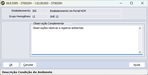 RH - Linha Datasul - eSocial SST - S-2240 obs Observações relativas a ...