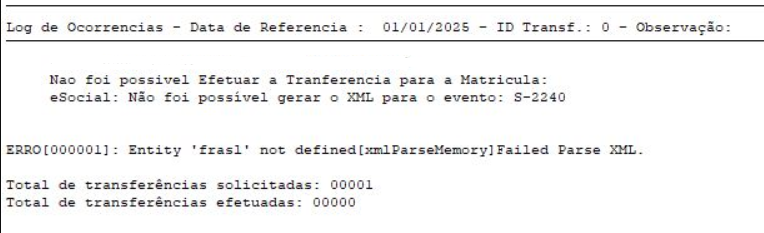 RH - Linha Protheus - MDT - Entity 'Colon' not defined [xmlParseMemory] Failed Parse XML ...