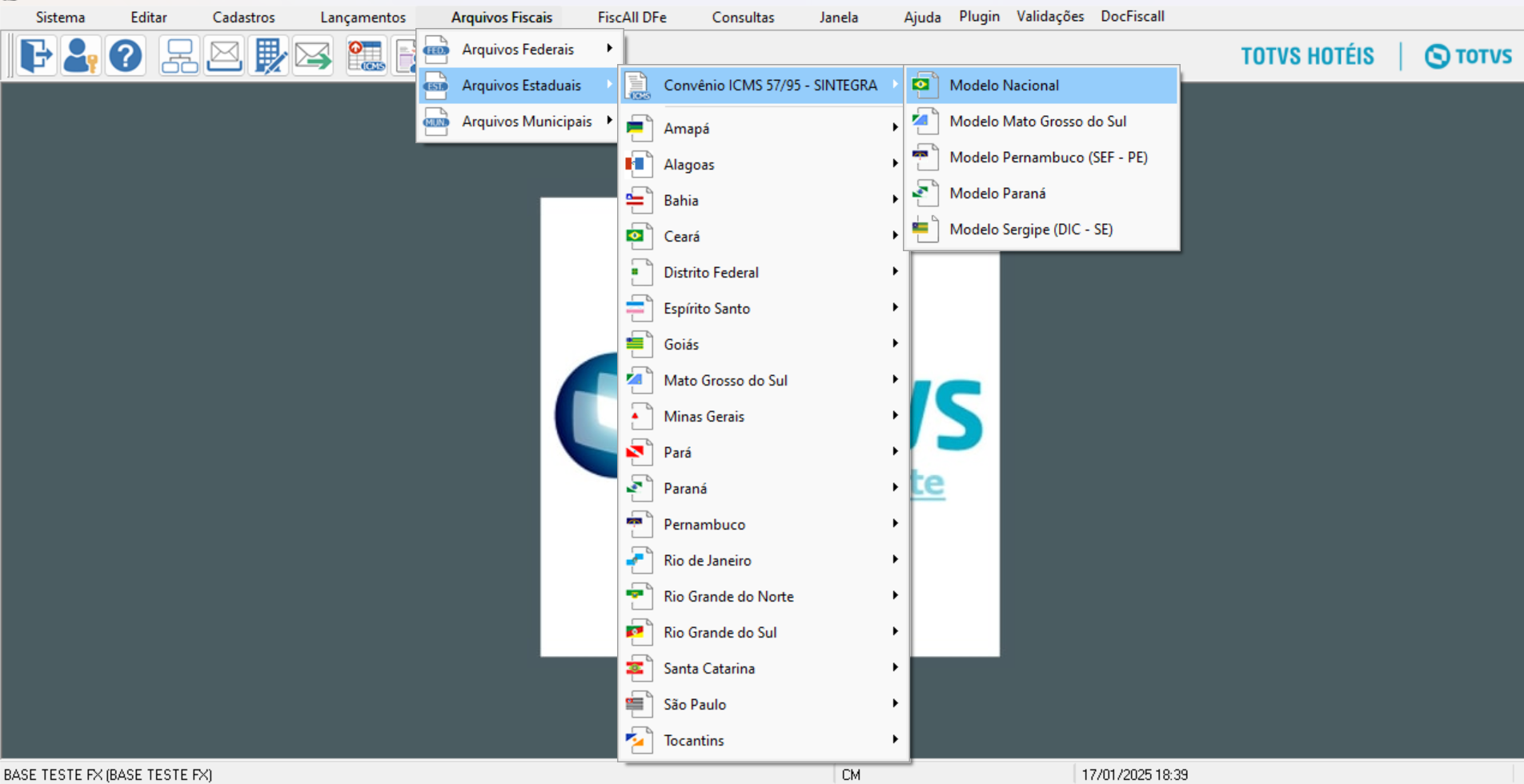 Hotelaria - TOTVS Backoffice (Linha CMNET) - FF - Como gerar o Arquivo ...