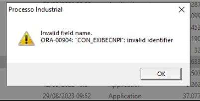 Agro - PIMS IND - PRO - Erro ORA-00904: "CON_EXIBECNPJ": invalid identifier ao realizar login no ...