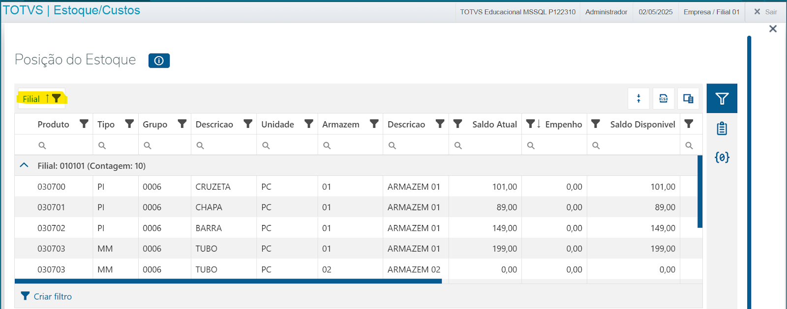 Cross Segmento - Backoffice (Linha Protheus) - SIGAEST - SMARTVIEW ...