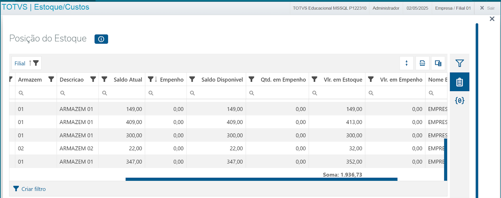 Cross Segmento - Backoffice (Linha Protheus) - SIGAEST - SMARTVIEW ...