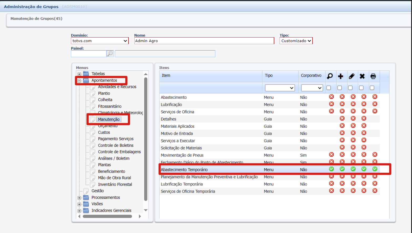 Agro - PIMS MC - MNF - Liberação de Acesso a tela de Apontamento de ...