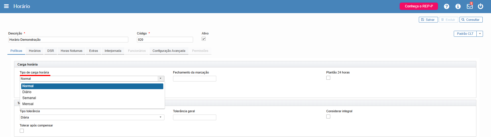 TOTVS RH Ponto Eletrônico (Linha Velti Ponto) - Horário - Cadastro de ...