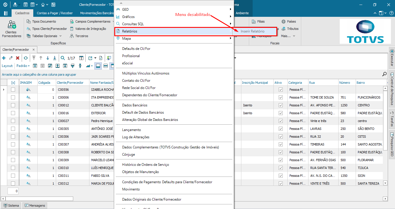 Framework - Linha RM - Frame - Permissão para incluir relatório em ...
