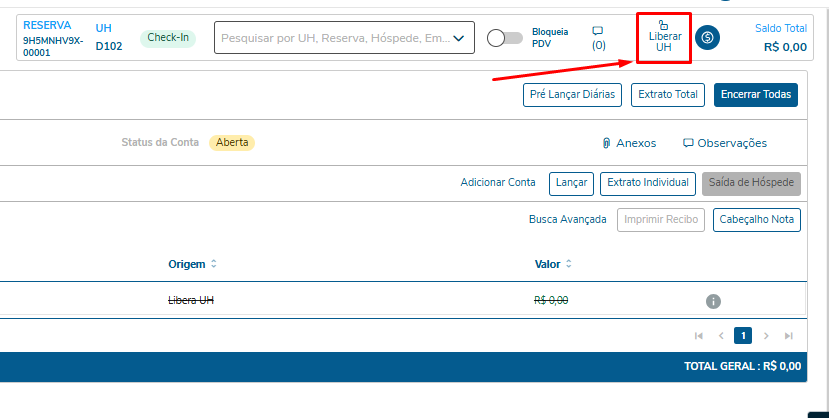 Hotelaria - PMS SaaS - Como Liberar uma UH – Central de Atendimento TOTVS