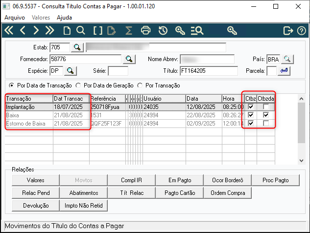 Cross Segmentos - Linha Datasul - APB - Estornar Movimentos - Erro ...