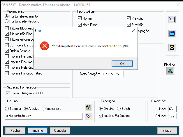 Cross Segmentos - Linha Datasul - APB - Relatórios - Erro - ** esta com ...
