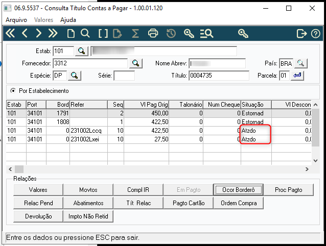Cross Segmentos - Linha Datasul - APB - Estornar Movimentos - Erro ...