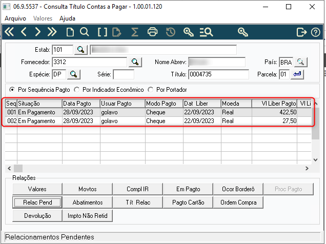 Cross Segmentos - Linha Datasul - APB - Estornar Movimentos - Erro ...