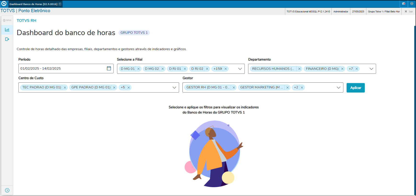RH - Linha Protheus - PON - Como utilizar o Dashboard do Banco de Horas no Ponto Eletrônico ...