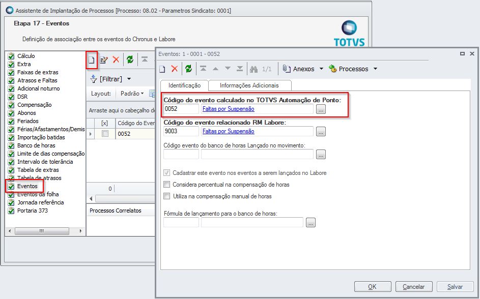 RH - RM - PTO - Calcular ocorrências customizadas em eventos separados ...