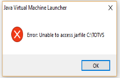 Cross Segmento - TOTVS Backoffice Linha Protheus - ADVPL - ERRO Java Virtual Machine Laucher ...