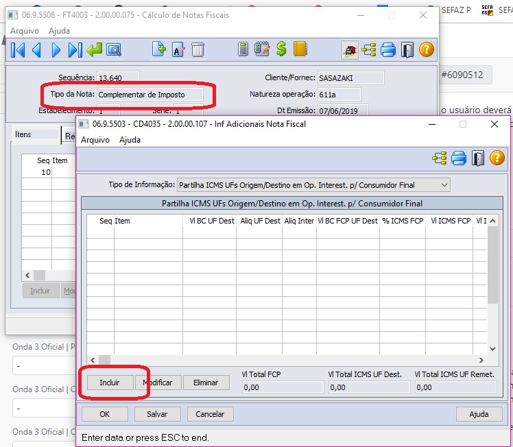 Cross Segmentos - Linha Datasul - MFT - Nota Fiscal Complementar de ...