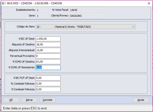 Cross Segmentos - Linha Datasul - MFT - Nota Fiscal Complementar de ...