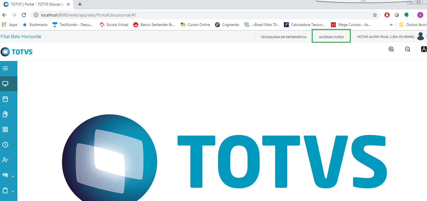 TOTVS Educacional - Educacional - Portal - Opção "Entrar como" novo ...