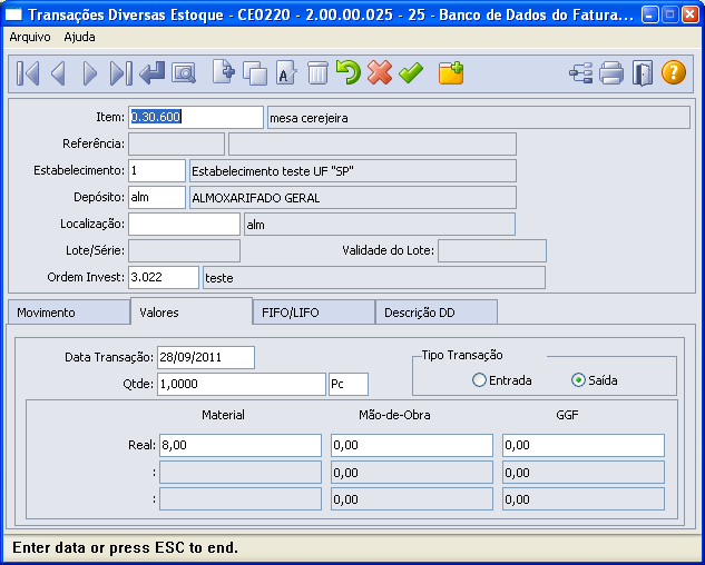 Cross Segmentos - Linha Datasul - MIN - Movimentação das transações ...