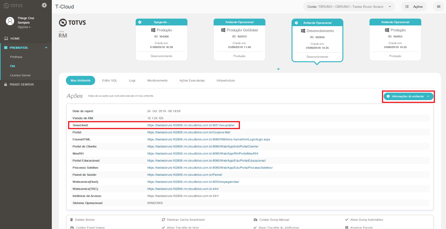 CLOUD - RM - Download smartclient – Central de Atendimento TOTVS