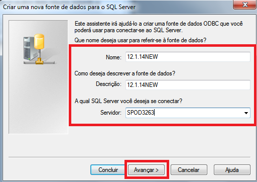 Configuração OBDC SQL Server – Central de Atendimento TOTVS
