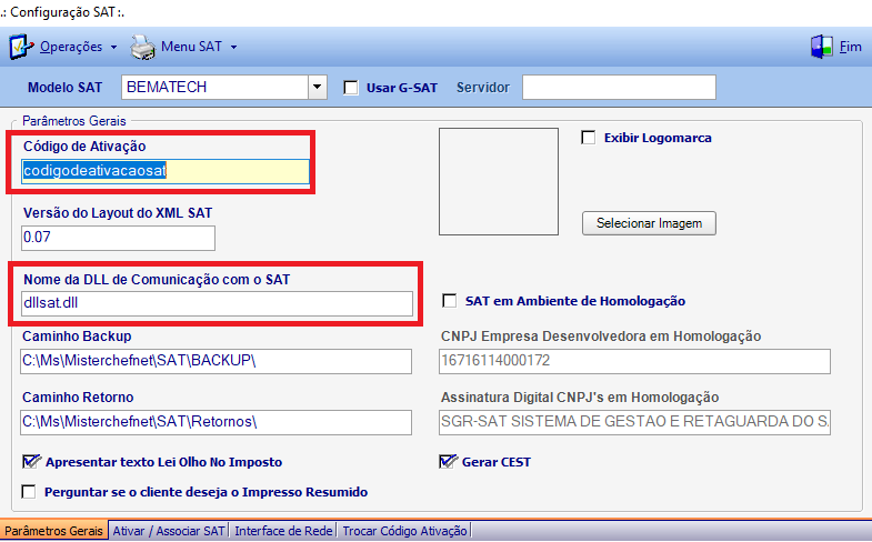 TC - CONFIG - Configuração SAT – Central de Atendimento TOTVS