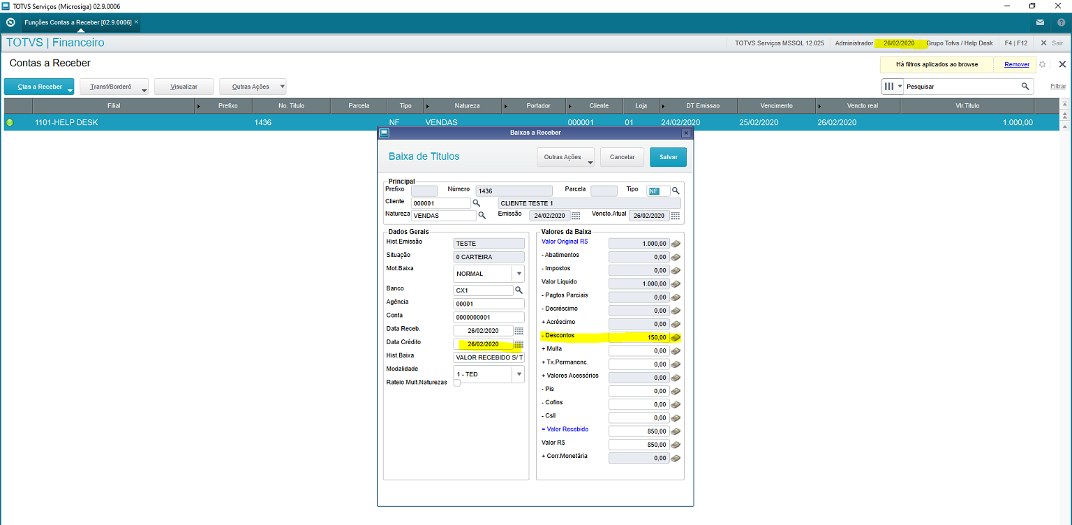 MP - SIGAFIN - FINA070 - Desconto Financeiro Por Vencimento Real ...