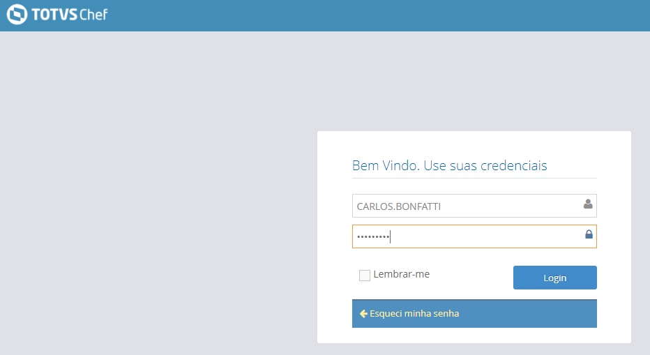 TC - CW - TROCA DE SENHA DE LOGIN CHEF WEB – Central de Atendimento TOTVS