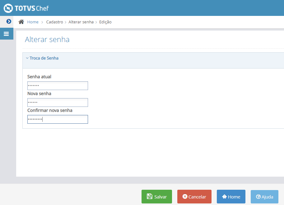 TC - CW - TROCA DE SENHA DE LOGIN CHEF WEB – Central de Atendimento TOTVS