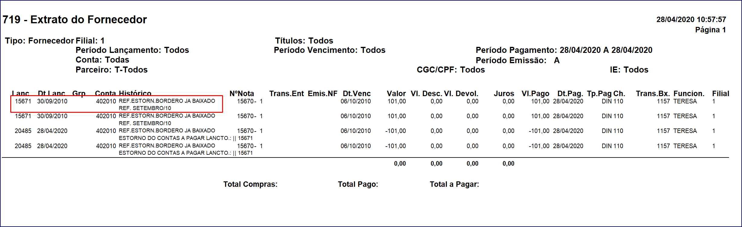 WINT - Como visualizar no extrato o segundo histórico cadastrado no ...