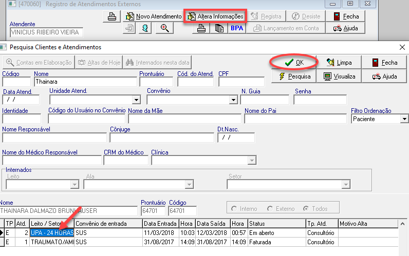 RM - SAU - Cadastro de CIHA Paciente – Central de Atendimento TOTVS