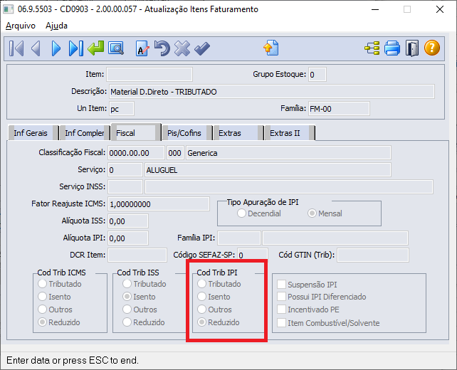 Cross Segmentos - Linha Datasul - MFT - NF Complementar de Imposto de ...