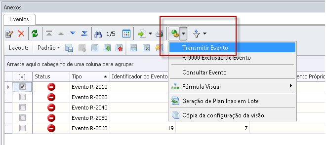 Cross Segmentos - Linha RM - Fis - EFD Reinf - Geração do evento R-2020 ...