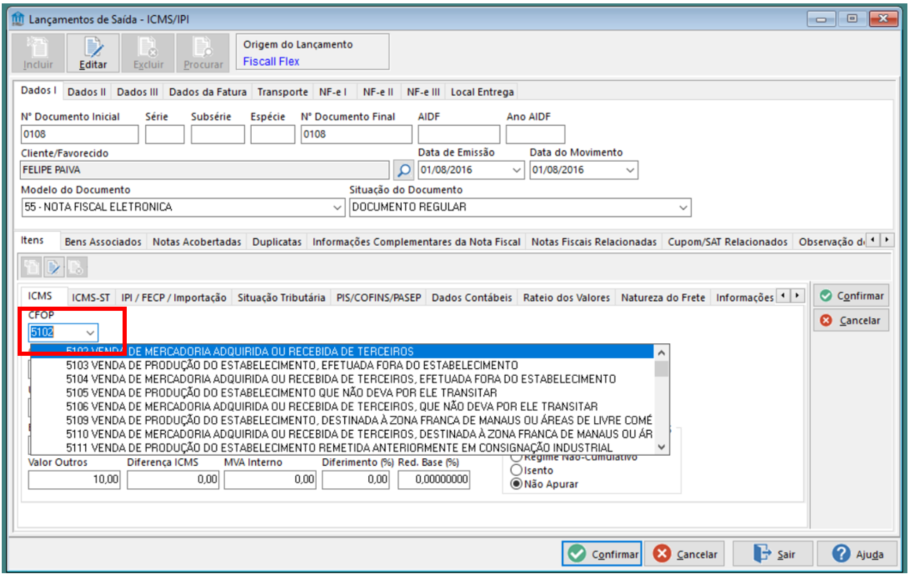 Hotelaria - TOTVS Backoffice (Linha CMNET) - FF - Rejeição 518 - CFOP ...