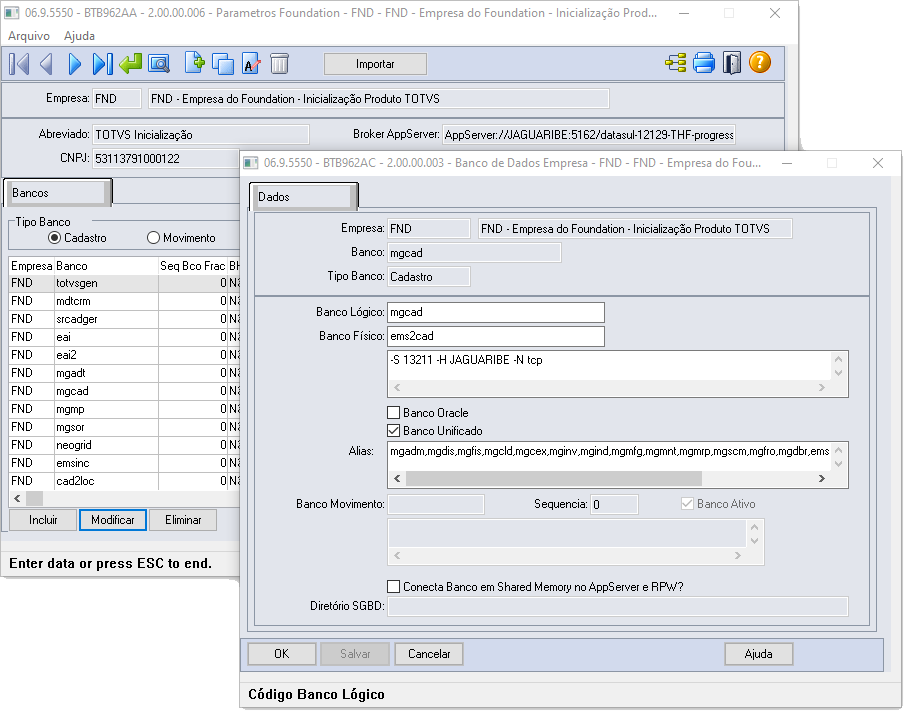 Framework - Linha Datasul - TEC - Onde estão localizadas as conexões de ...
