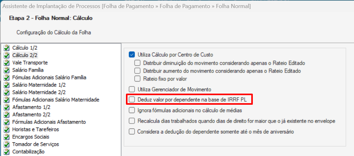 RH - RM - FOP - Parametrização da dedução de dependentes no cálculo de ...