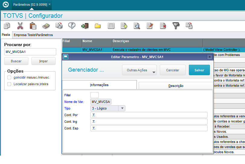 Cross Segmento Totvs Backoffice Linha Protheus Fat Opção Copiar