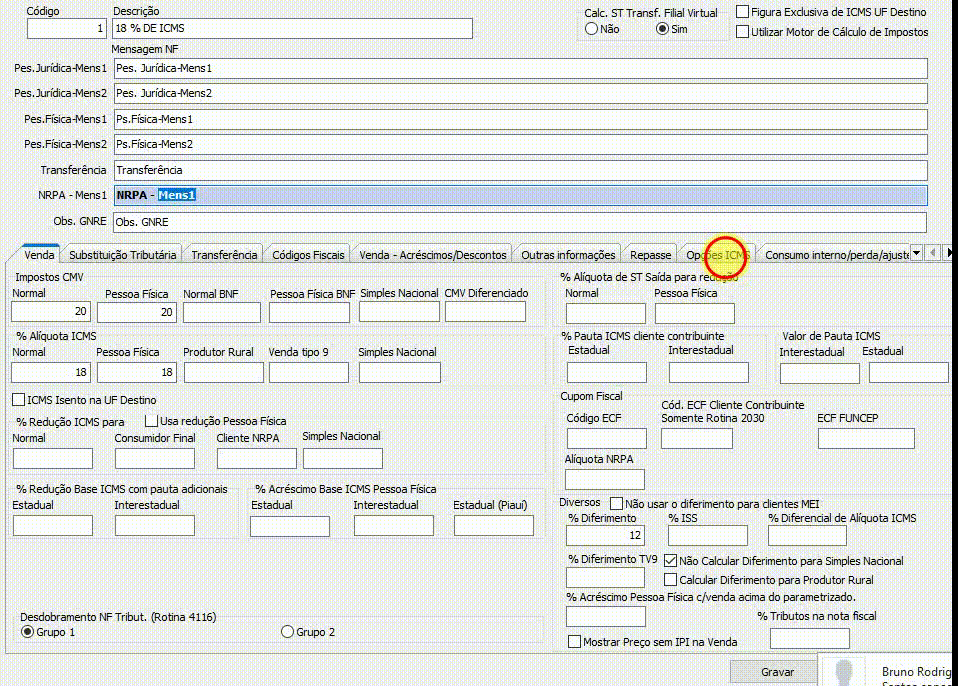 WINT - Como parametrizar para calcular a redução na base de cálculo do ...