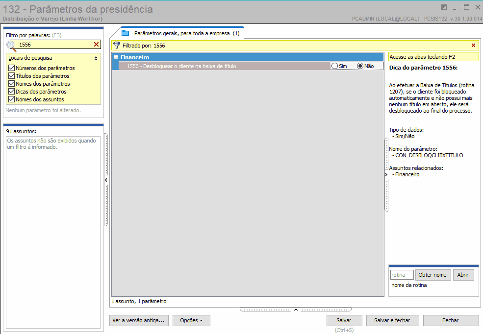 WINT - A rotina 1207 ao baixar desbloqueia o cliente bloqueado por ...