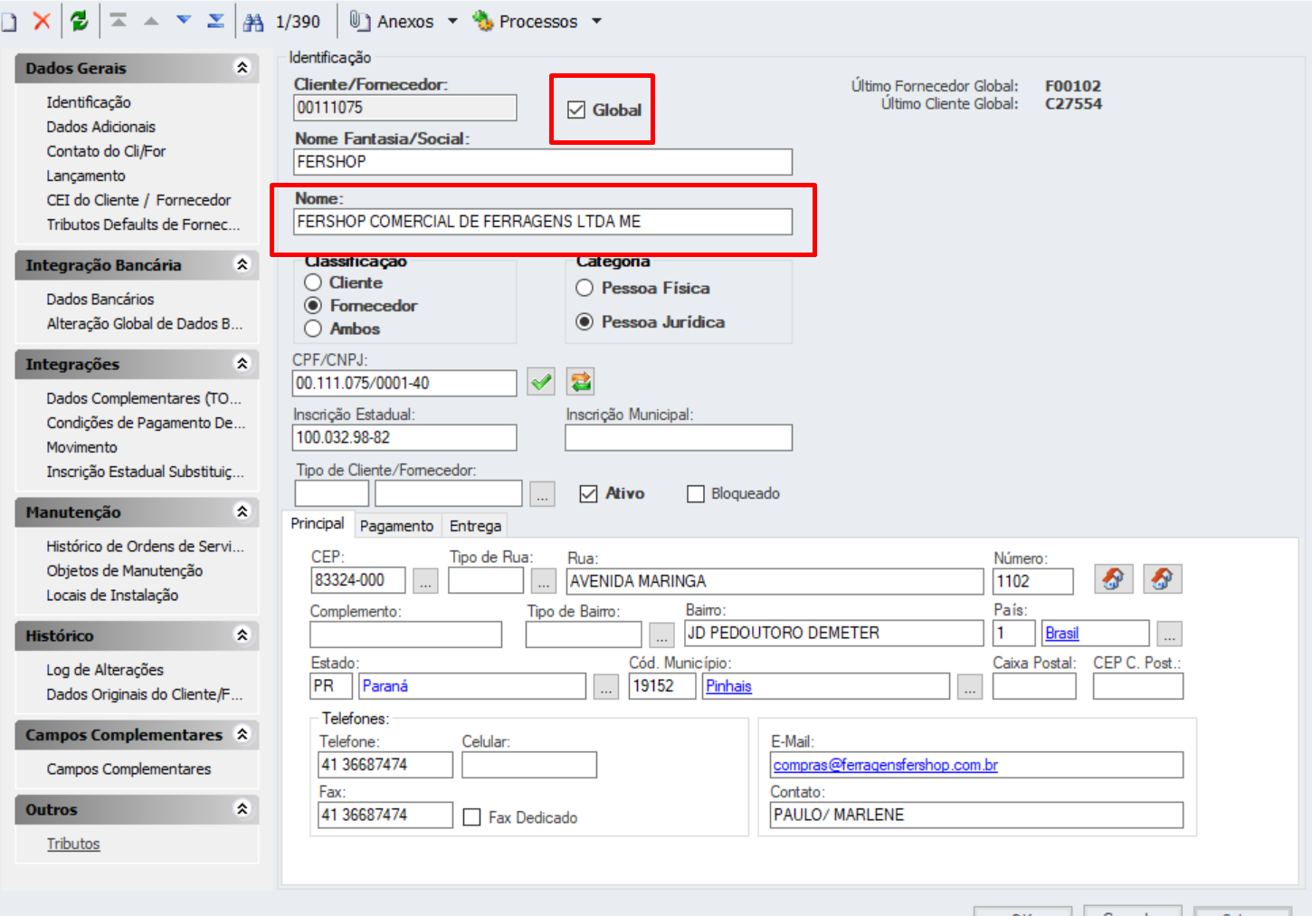 RH - RM - FOP - Inclusão de Cliente/Fornecedor no cadastro de ...
