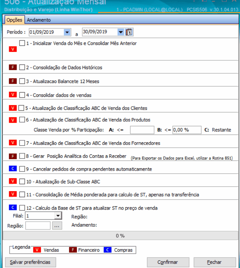 WINT - Por que aparece a mensagem % Participação da Classe A deve ser ...