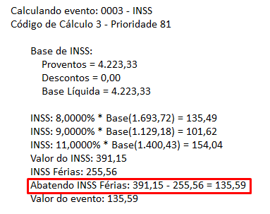 RH - RM - FOP - Férias: Calculo próximo mês Deduz INSS Integral ...