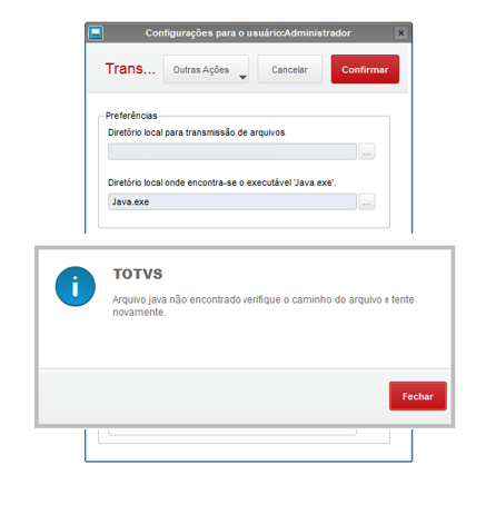 Cross Segmento - TOTVS Backoffice Linha Protheus - SIGAEEC- Mensagem: Arquivo java não ...