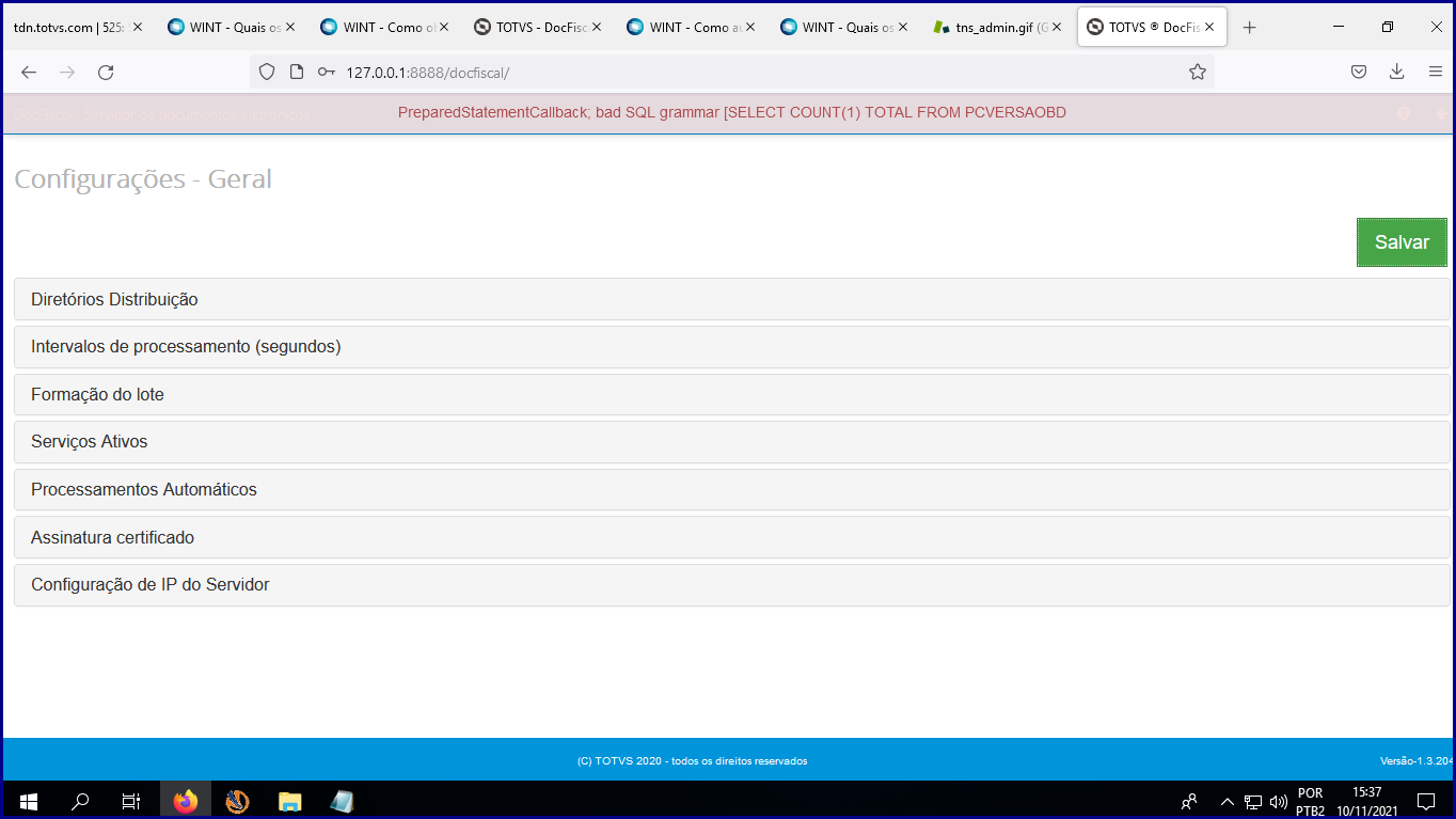 WINT - PreparedStatementCallback: band SQL grammar [SELECT COUNT(1 ...