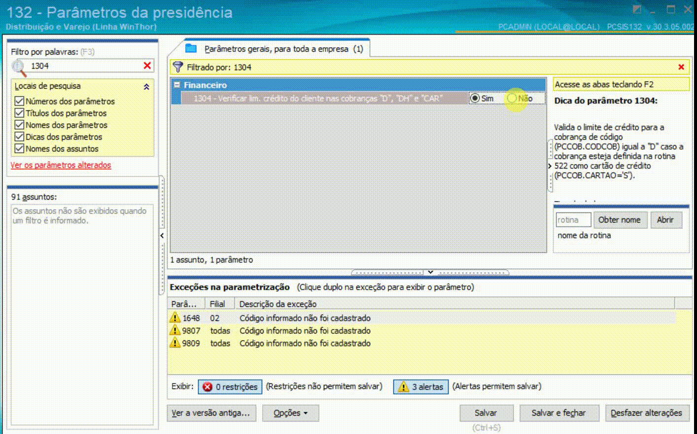 WINT - Como liberar venda à vista para cliente bloqueado na rotina 4116 ...