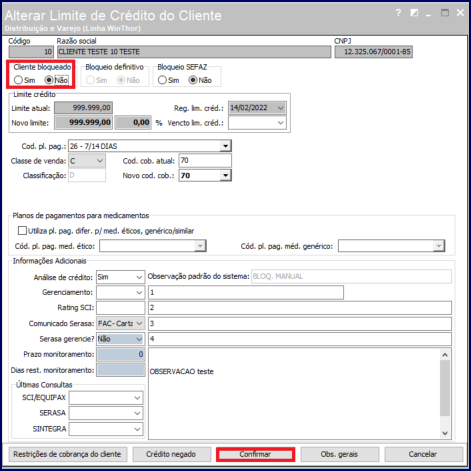 WINT - Como liberar pedido com o motivo de bloqueio 2 - O cliente está ...
